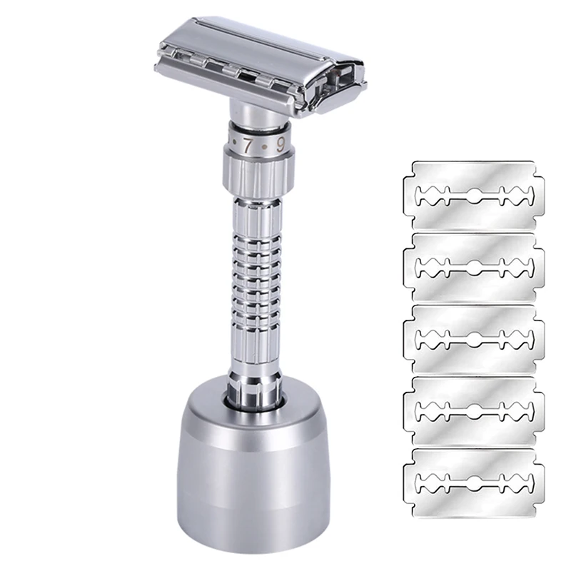 Adjustable-Double-Edge-Shaving-Safety-Razor-Shaver-Blades-Zinc-Alloy ...