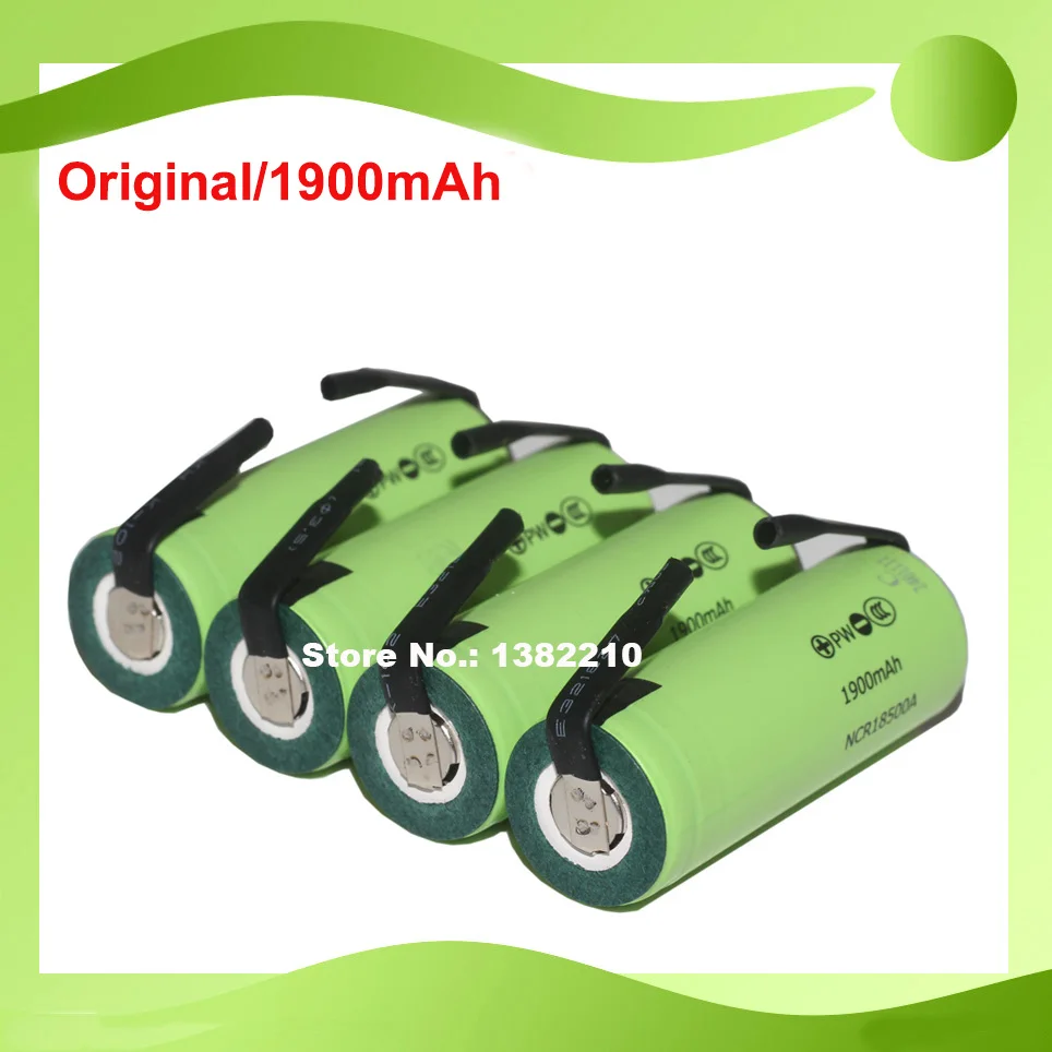 4PCS/LOT Original 3.6V 18500 NCR18500A 1900mAh Battery with Tabs For LP ...