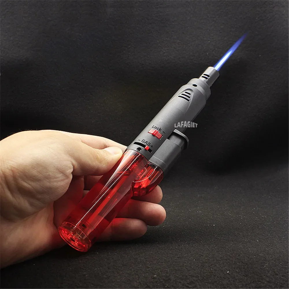 Jet-Flame-Lighter-Transparent-Body-Pen-Inflatable-Butane-Gas-Weld ...