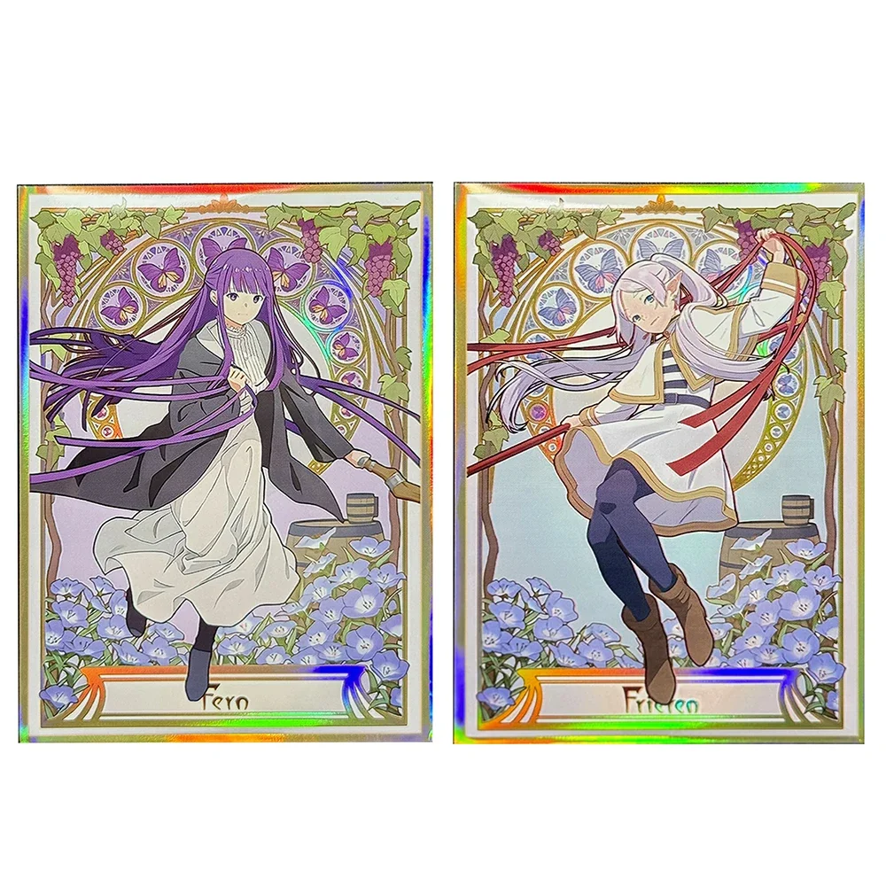 60PCS Holographic Card Sleeves Foil Frieren Fern Anime Girl Trading ...