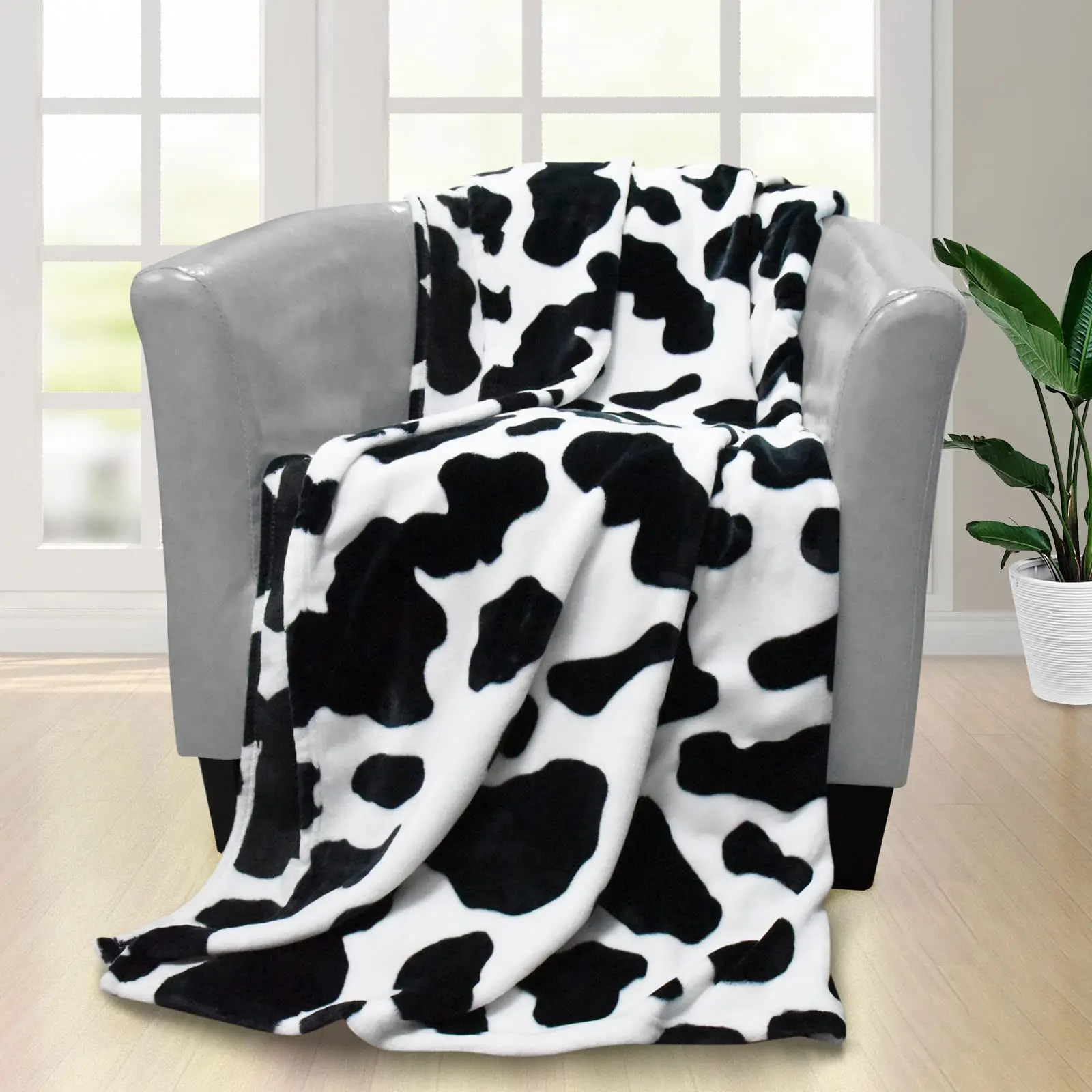 Cow-Print-Blanket-Black-White-Bed-Cow-Throws-Soft-Couch-Sofa-Cozy-Warm ...