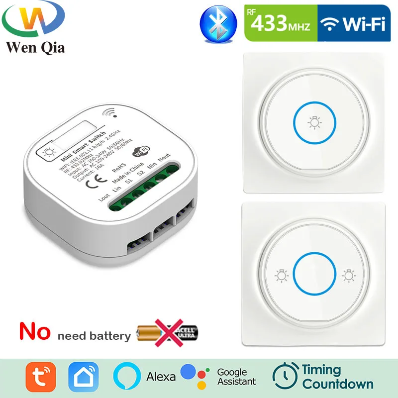 Mini Wifi Smart Switch Moudle Tuya Self Power Wireless Light Switch ...