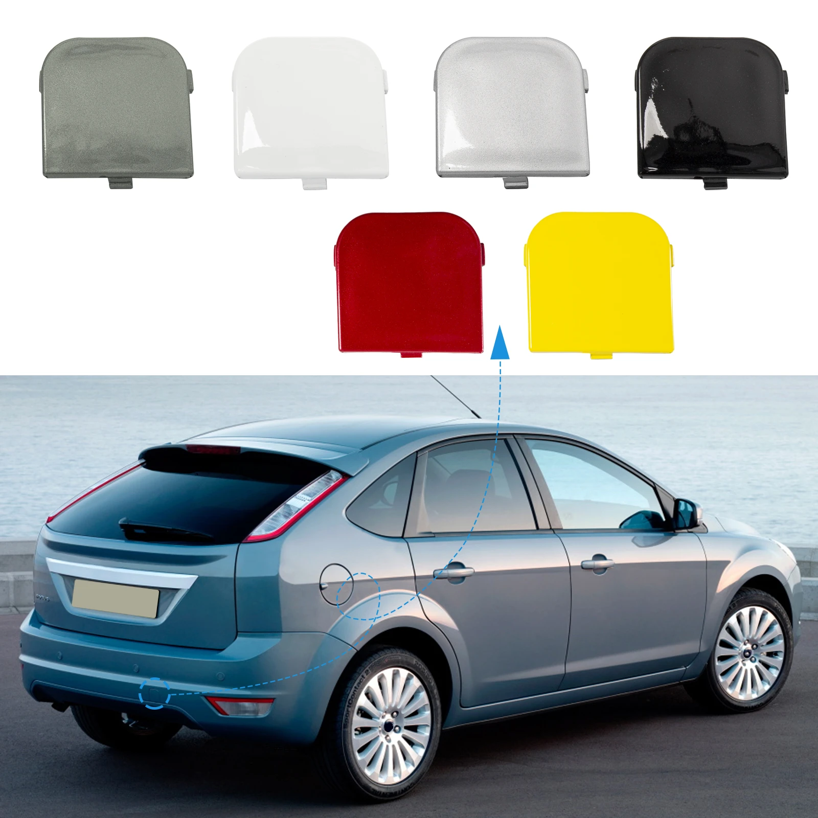 Rear Bumper Tow Hook Cover Cap Towing Eye For Ford Focus MK2 II ...