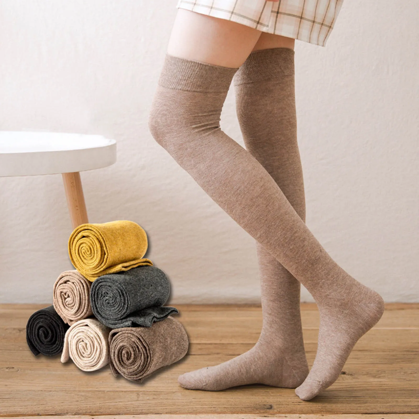 Long-Tube-Solid-Color-Comfortable-Slimming-Knee-Socks-Women-s-High ...
