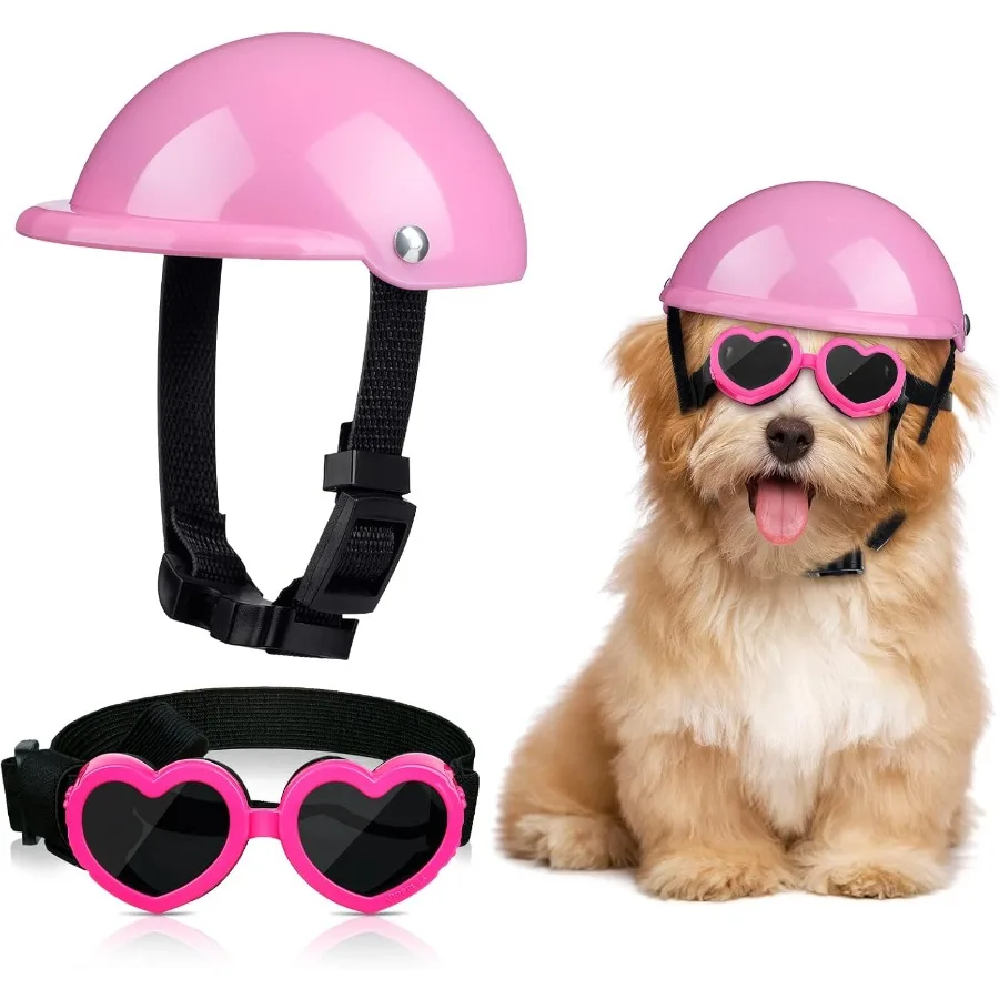 2 Pcs Small Dog Helmet and Goggles Puppy Sunglasses UV Protection Pet ...