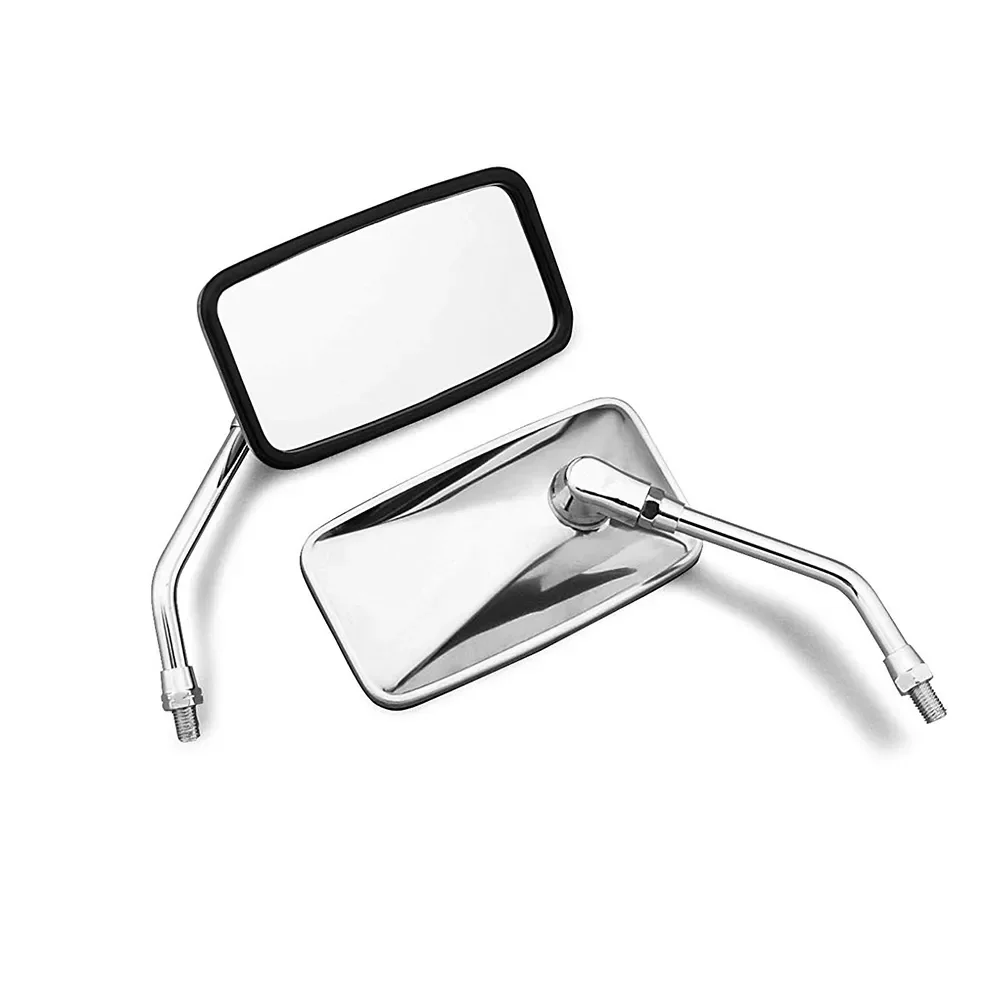 Pair-Universal-Rectangle-Motorcycle-Rearview-Mirrors-10mm-Chrome ...
