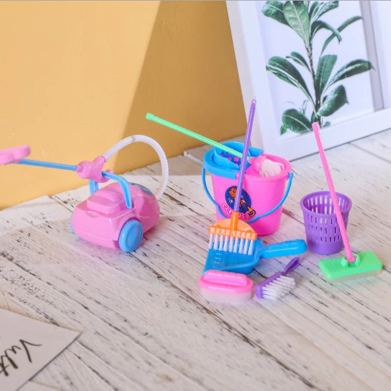 9Pcs Dollhouse Mini Mop Broom Toys Cleaning Tools Kit Model For Doll ...
