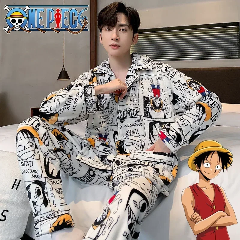 Anime-ONE-PIECE-Luffy-Winter-Pajamas-Set-Men-Women-Pyjamas-Cartoon ...
