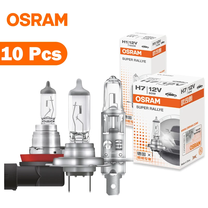 10Pcs-OSRAM-H7-H1-H4-H3-Halogen-Headlight-Bulbs-12V-55W-100W-Super ...