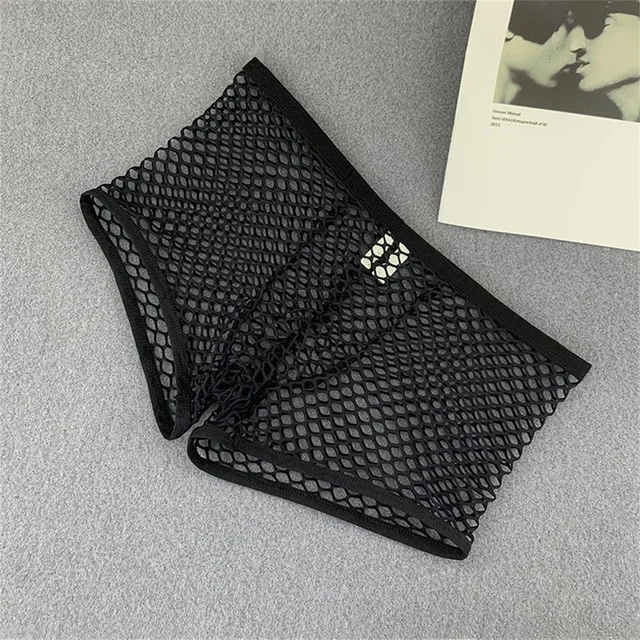 Large Hole Transparent Boxers for Men Low Waist Stretch Mesh Underwear ...