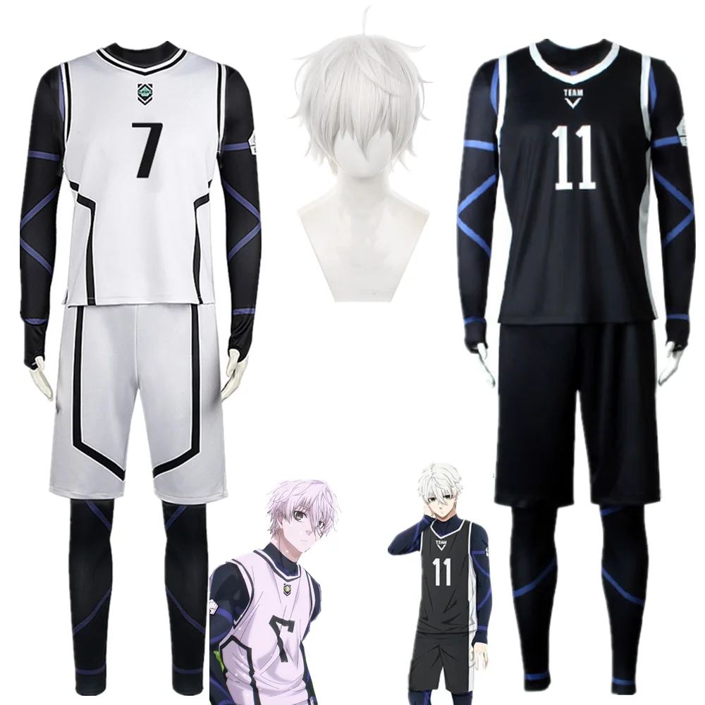 Anime Blue Lock Cosplay Nagi Seishiro Costume White Black Jersey ...