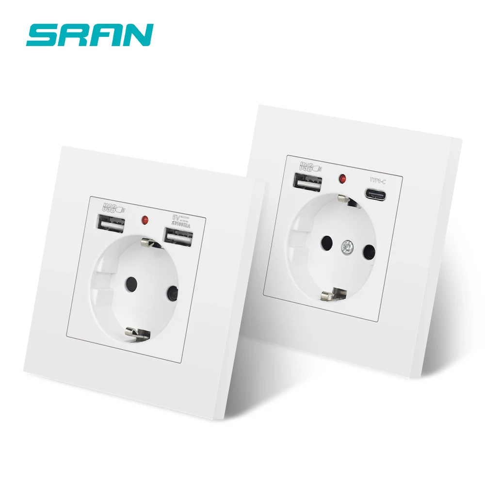 SRAN EU Power socket with usb charging for home,Type-c Usb plug 5V 2A ...