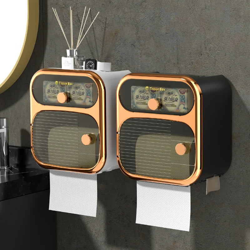 Toilet-Tissue-Box-Wall-Mounted-Waterproof-Toilet-Paper-Box-Punching ...