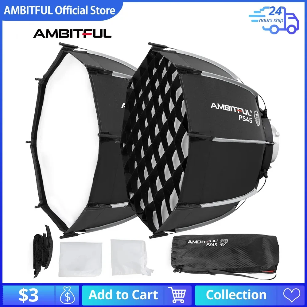 AMBITFUL-Mini-Softbox-para-Flash-LED-libera-o-r-pida-Bowens-Mount ...