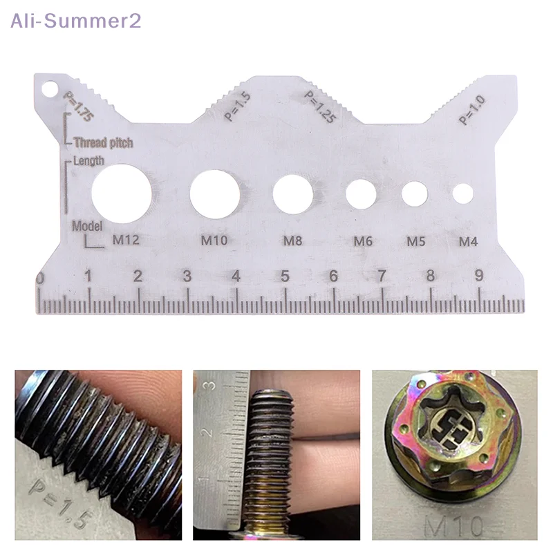 Bolt Measuring Tool Bolt Thread Stainless Steel Sizer Flat Double-Sided ...