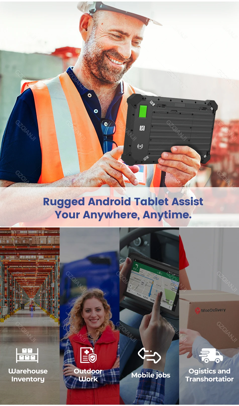 Industrial Rugged PDA Tablet Android 11 with 1D Barcode Scanner Mobile ...