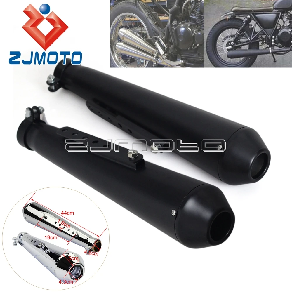 2X-Motorcycle-Exhaust-Mufflers-Silencer-Reverse-Cone-Megaphone-Black ...