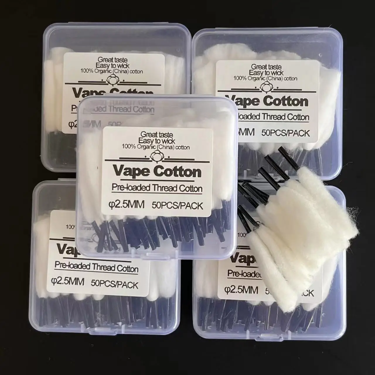 250PCS-150-50pcs-Box-Rebuild-Wicks-Cotton-2-5-Organic-Thread-Cottons ...