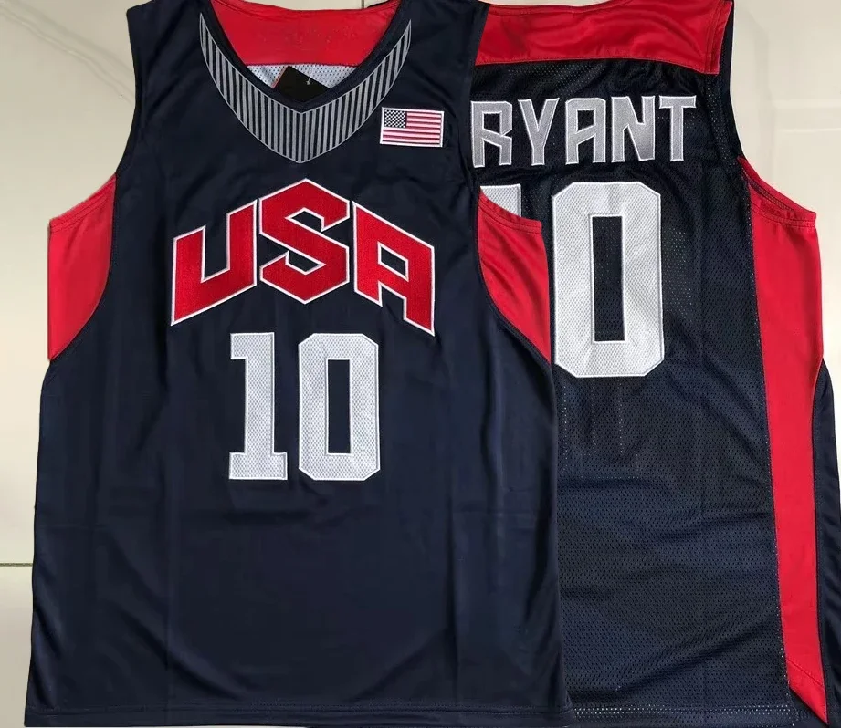 2 Colors Dream Team 10# Bryant Basketball Jerseys Navy White All ...
