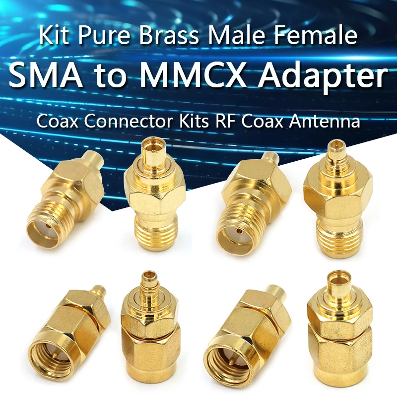 SMA-to-MMCX-Coaxial-Adapter-Kit-Pure-Brass-Male-Female-Coax-Connector ...