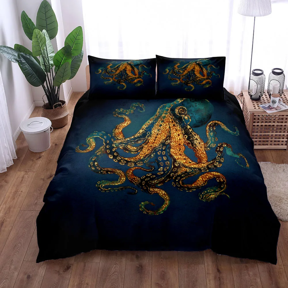 Retro-Octopus-Bedding-Set-King-Queen-Double-Full-Twin-Single-Size-Duvet ...