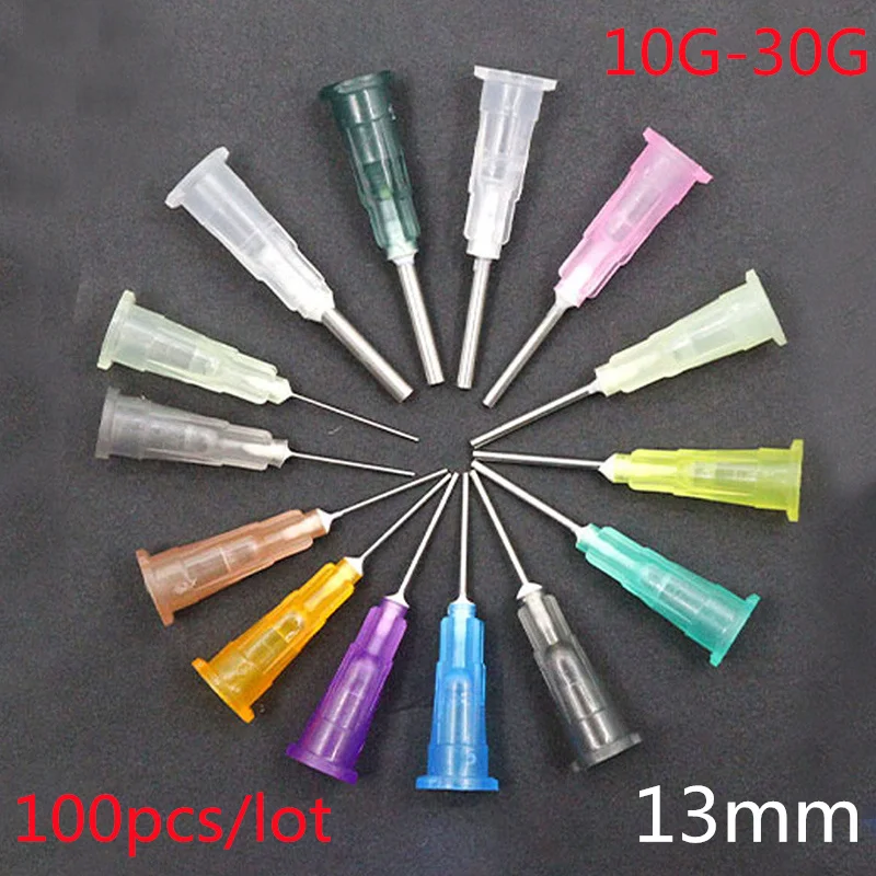 100pcs 14-30G 13mm Precision Liquid Glue Dispensing Syringe Needle Tip ...