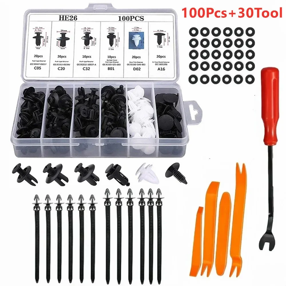 100pcs-Car-Plastic-Fasteners-Clips-Kit-Mixed-Auto-Body-Push-Retainer ...