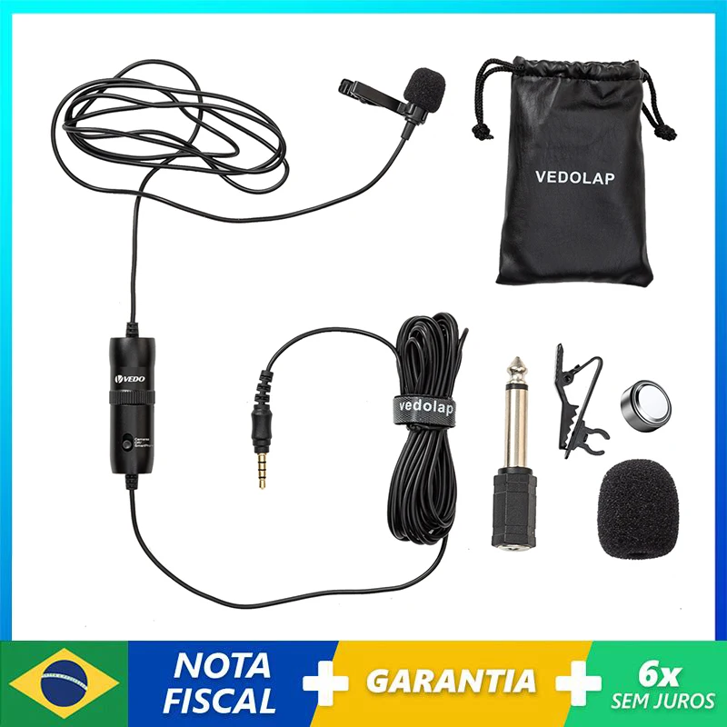 VEDO-VD-2-Mini-Microfone-De-Lavalier-Port-til-Condensador-Clip-on-Lapel ...