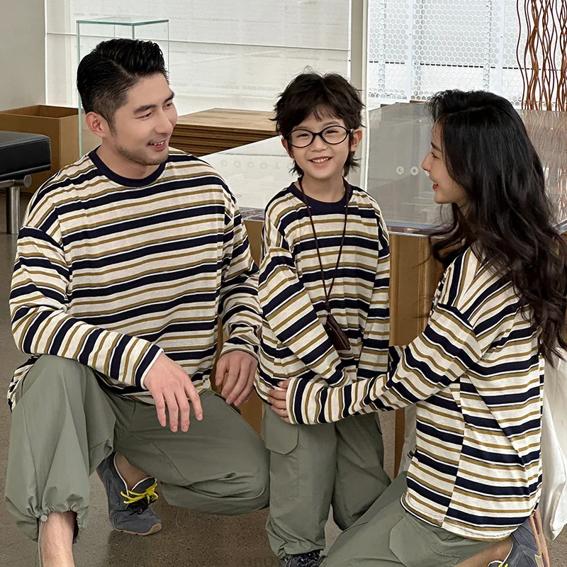 Long Sleeve Family Stripe T-shirt Mother Daughter Son Family Matching ...