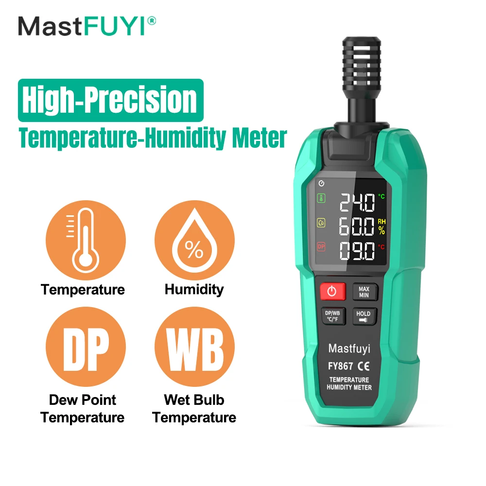 MASTFUYI Professional Digital Thermohygrometer Measures Wet-Bulb ...