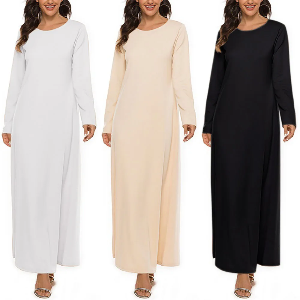 Women-s-Muslim-Basic-Liturgy-Abaya-Long-Sleeve-Inner-Cloth-Round-Neck ...