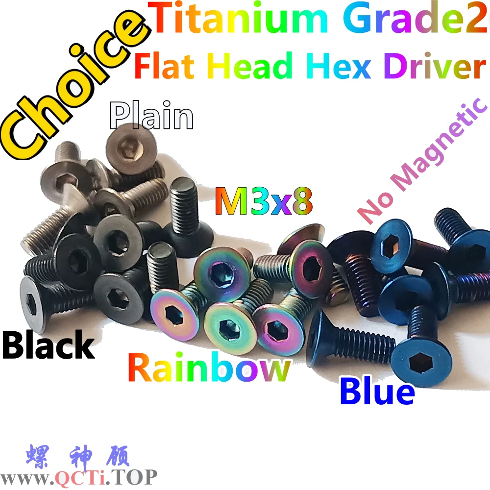 10pcs Flat Head Rainbow Titanium Screw M3 M4 M3x5 M3x6 M3x8 M4x8 M3x10 ...
