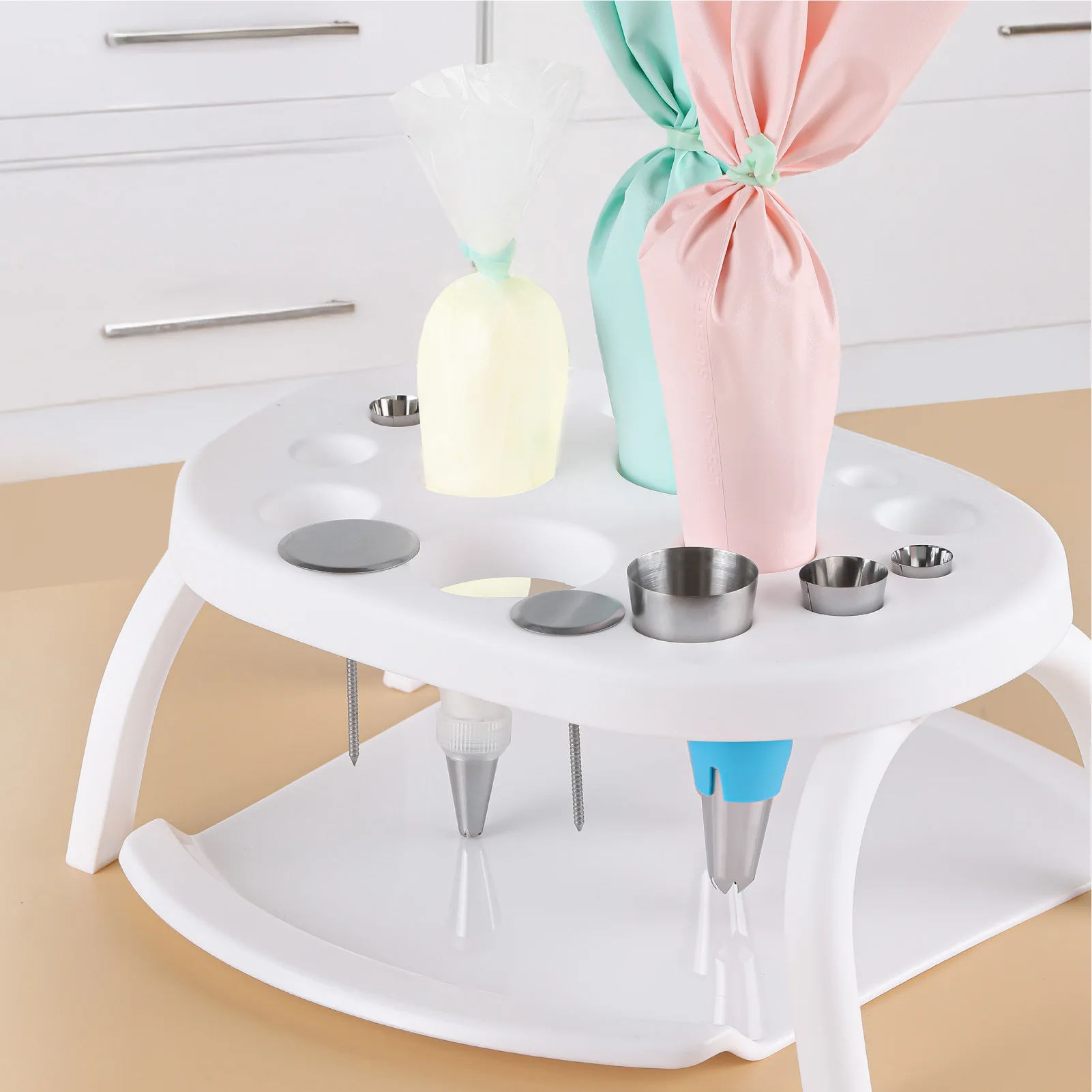 Oval Piping Rack With Tray, Piping Display Stand, Pastry Bag Holder ...