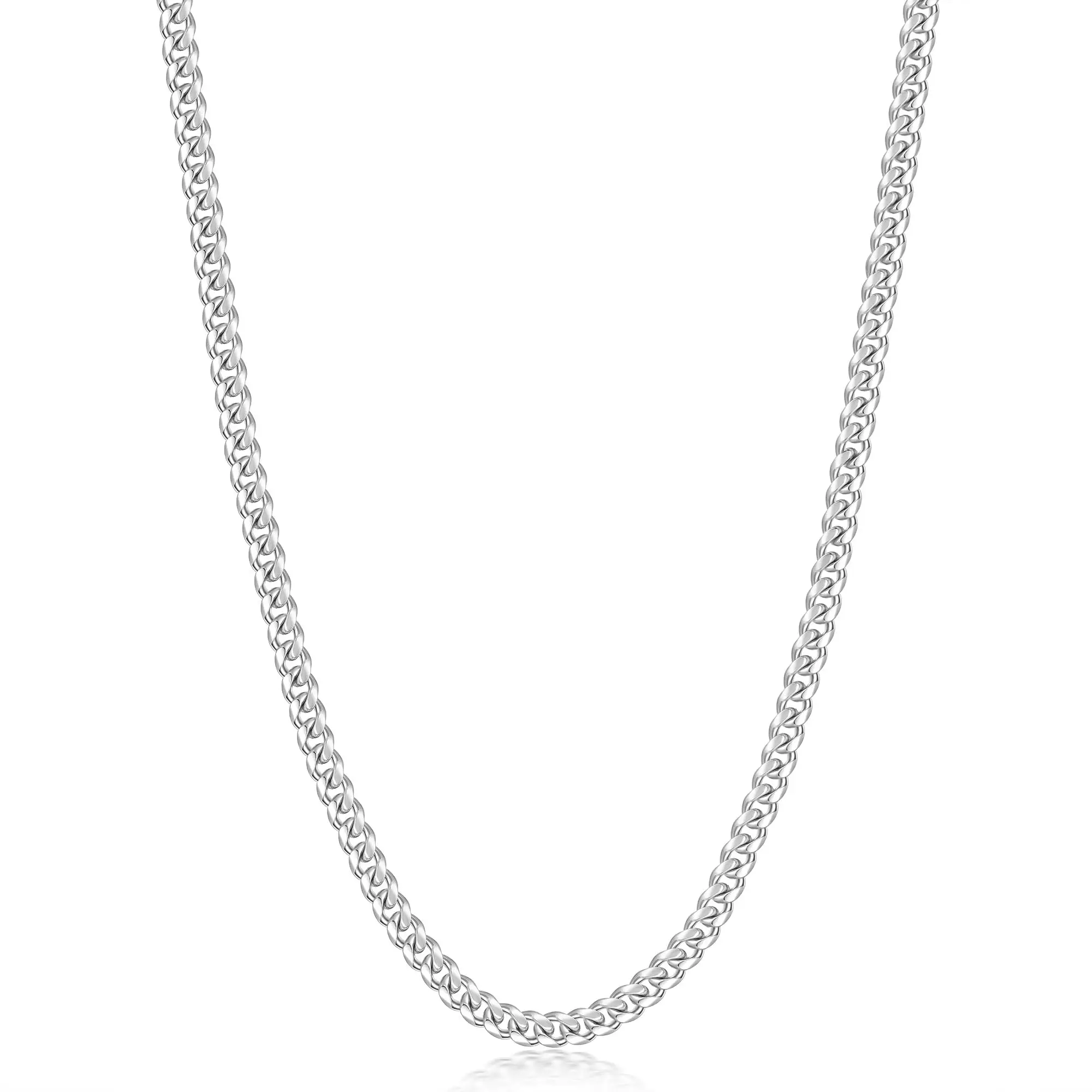 Vonmoos 4mm Fiusem Silver Tone Cuban Link Chain High Quality Miami ...