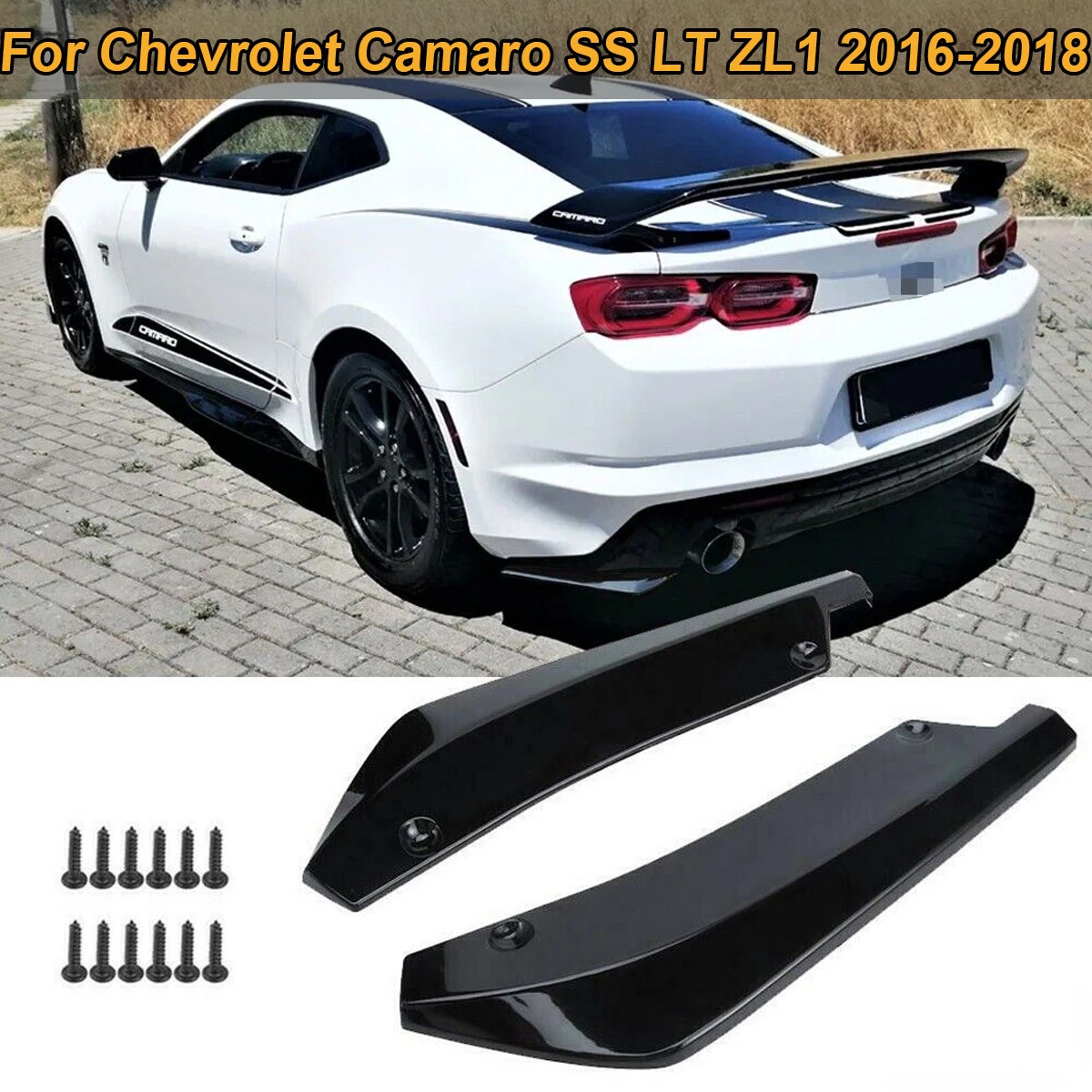 2PCS-SET-Rear-Bumper-Canard-Splitter-Side-Spoiler-Diffuser-Valance-Trim ...