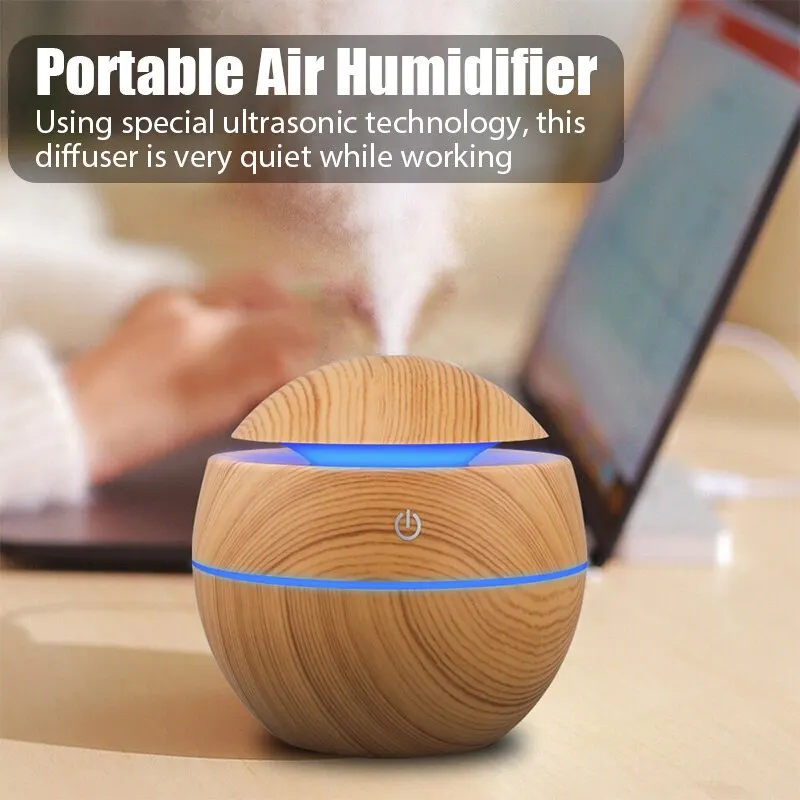 Home Wood Grain Air Humidifier Purifier Aroma Diffuser USB Ultrasonic ...
