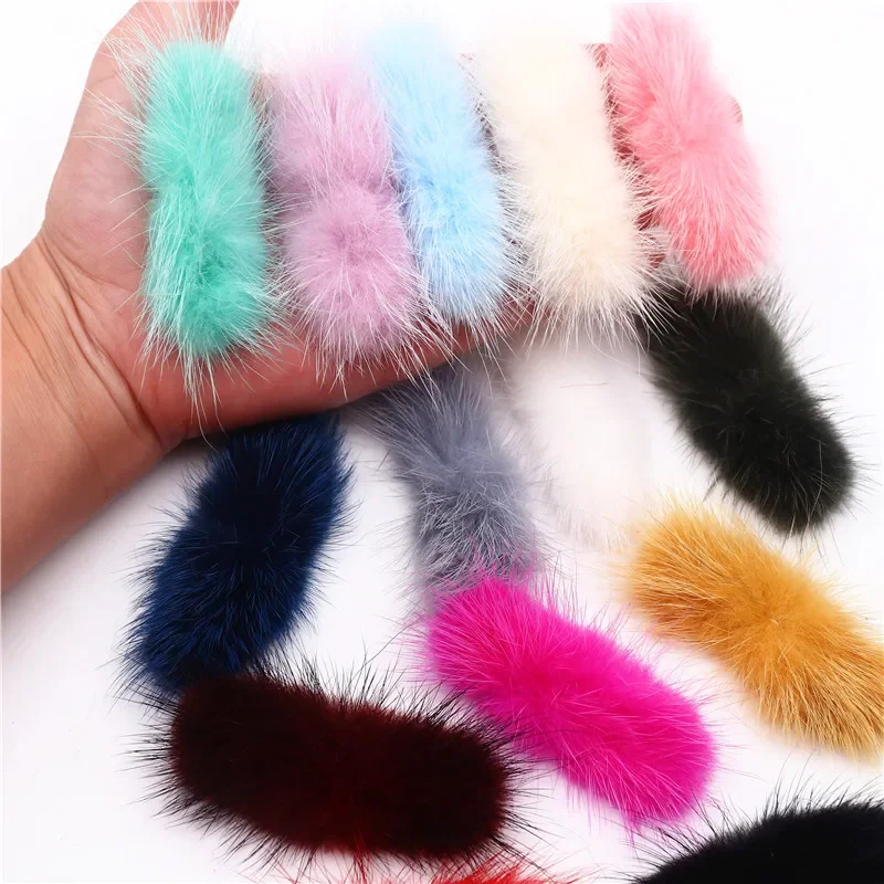 5pc Bows Pompom balls 3x7cm Real Mink Fur Soft Pompon Bowknot Diy ...