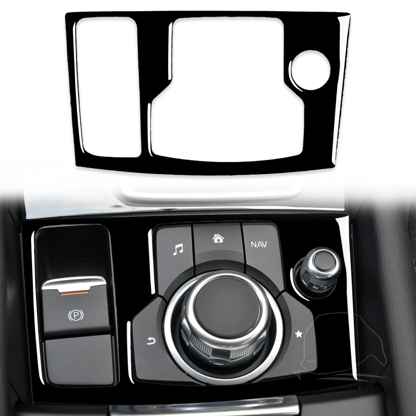 1PC-Piano-Black-Car-Multimedia-Panel-Frame-Cover-Trim-Sticker-Fit-for ...