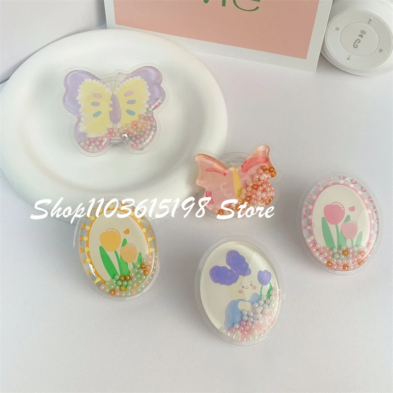 Korea Cute Cartoon Butterfly Flower Grip Tok Phone Holder Liquid ...