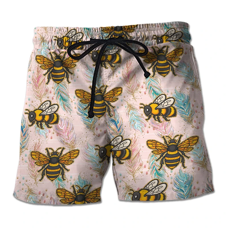 Fashion Honeybee 3D Print Short Pants For Men Clothes Bee Lover Beach ...