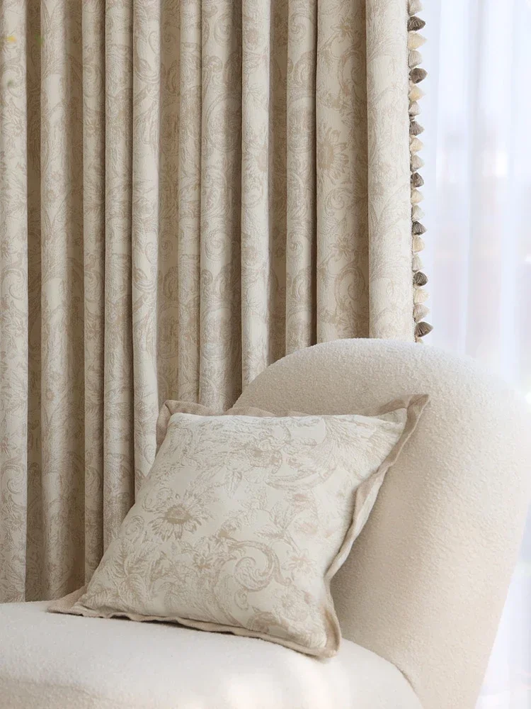 Elegant Cream Curtain Luxury Living Room Decoration Curtains ...