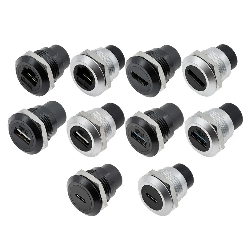 1pcs Metal Round Socket Module D Type Rj45 Straight Through Network ...