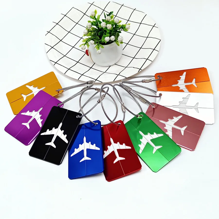 Aluminum-Alloy-Travel-Luggage-Tag-Hanging-Tag-Suitcase-Tag-Plane-With ...
