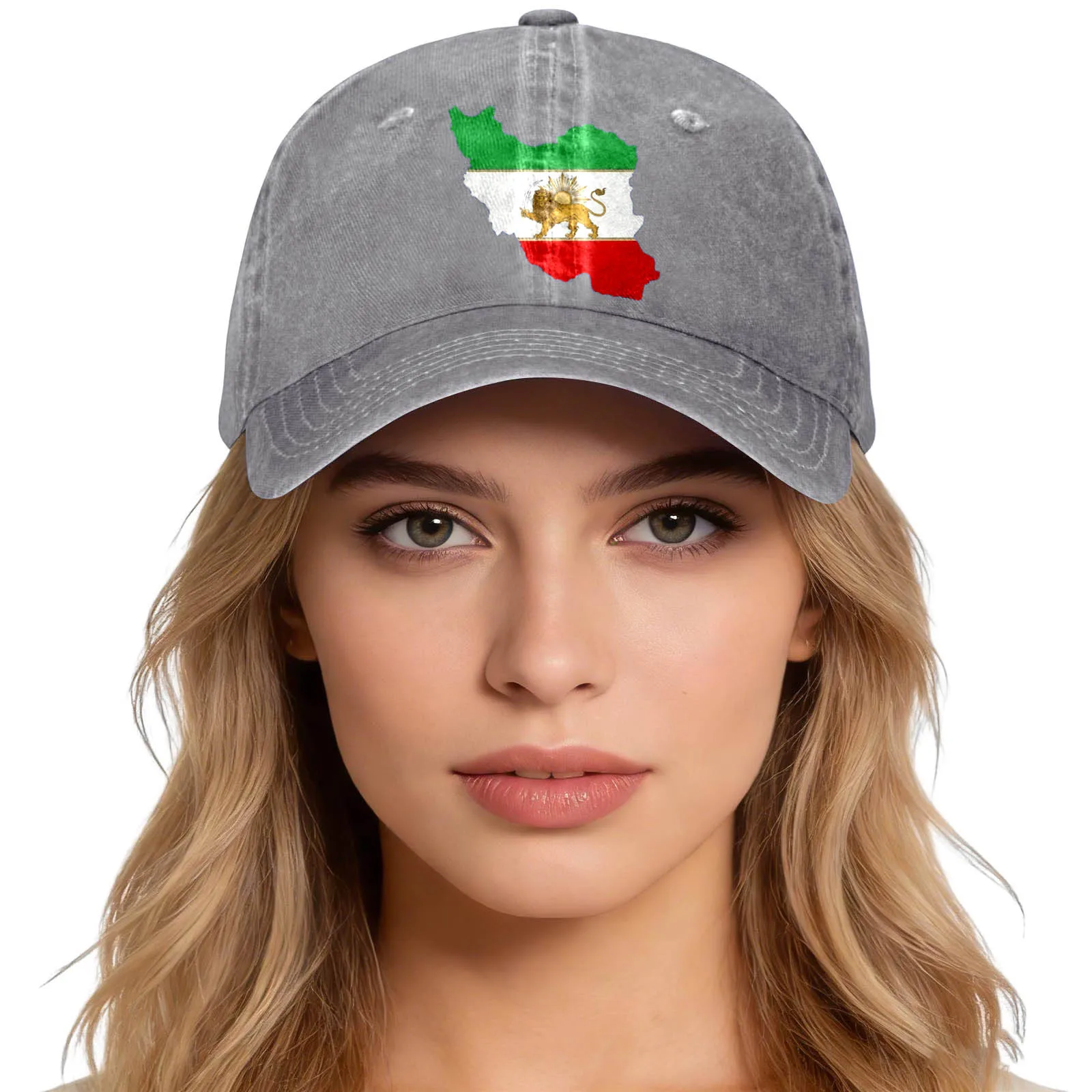 Iran Flag Map with Lion and Sun Emblem Vintage Persian Heritage Casual ...