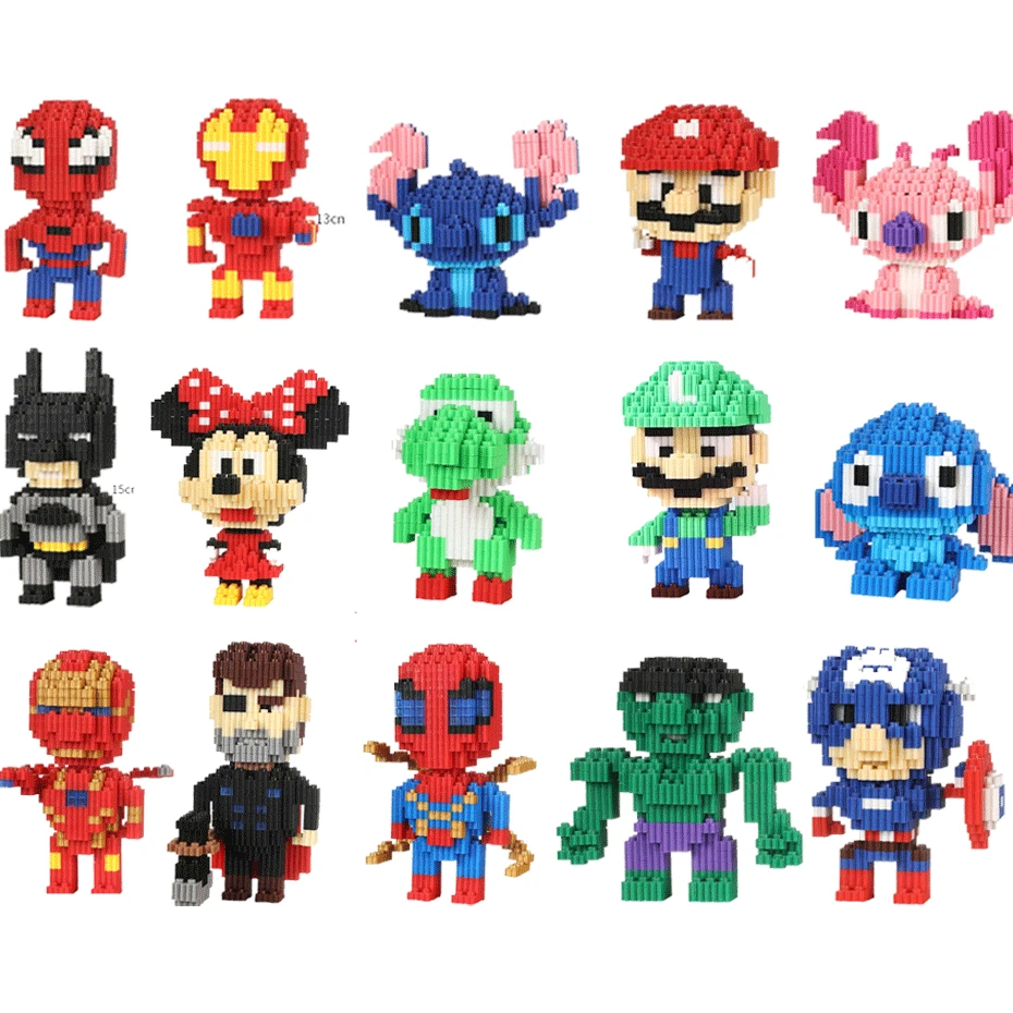Disney-Stitch-Mickey-Minnie-Doll-Marvel-Derena-Belle-Assembled-Children-s-Building-Blocks-Puzzle ...