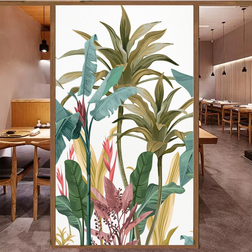 Privacy Windows Film Tropical Rainforest Decorative Glass Window ...