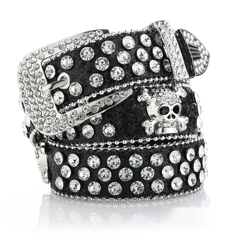 Women-s-skull-rhinestone-belt-Extended-belt-Cowboy-style-outdoor-High ...