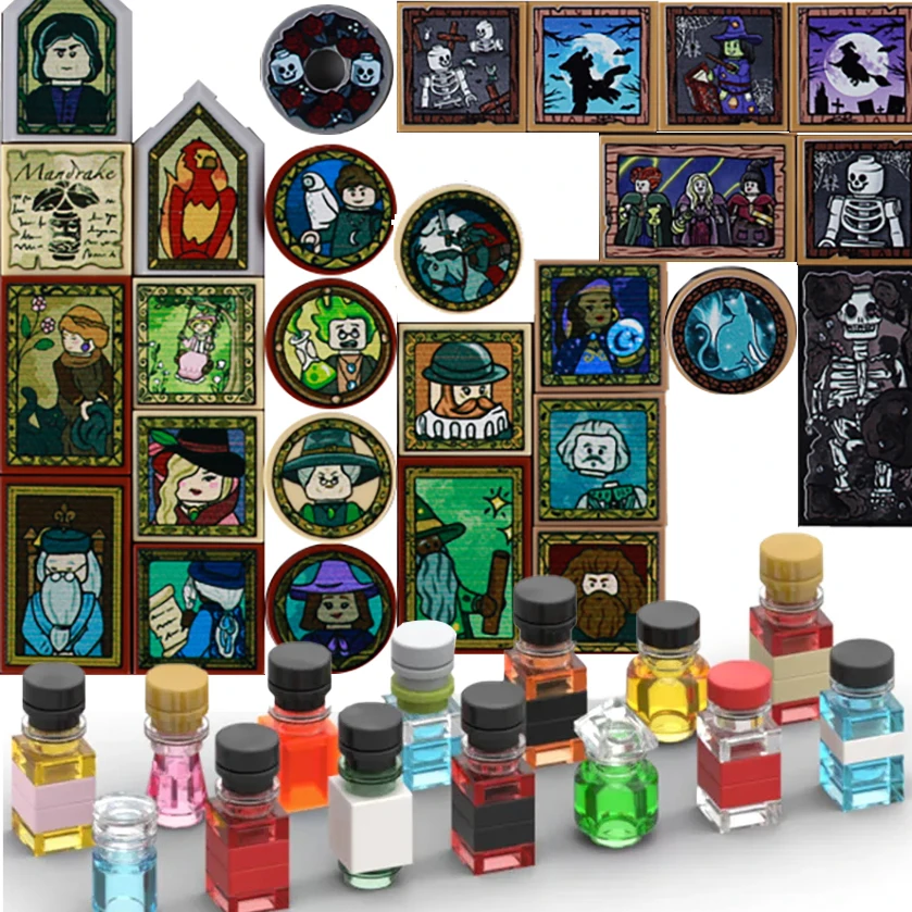 MOC-Custom-Magician-Printed-Tiles-Building-Blocks-Wizard-Medieval-Witch ...