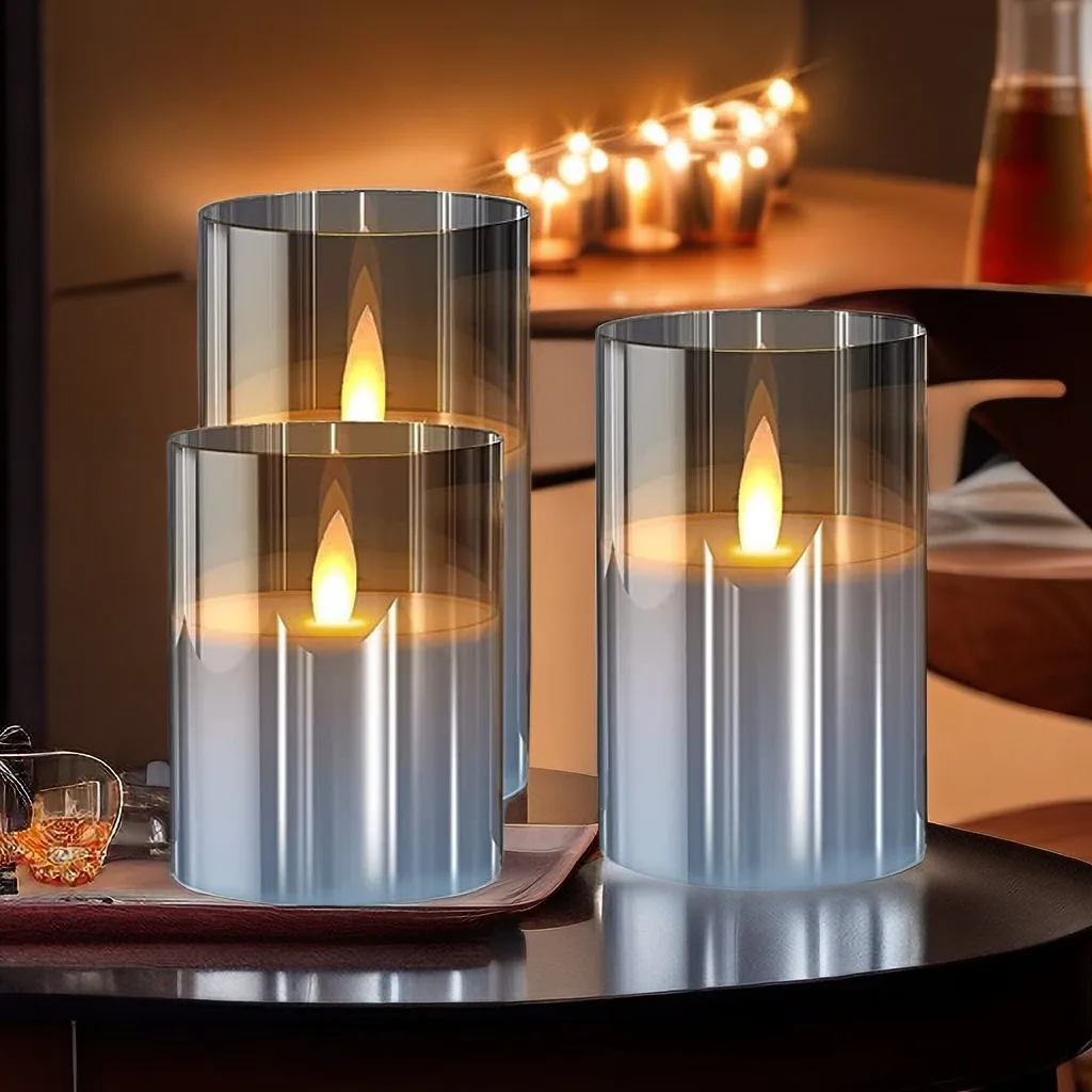 LED-Flameless-Candles-with-Remote-Glass-Battery-Operated-Flickering ...