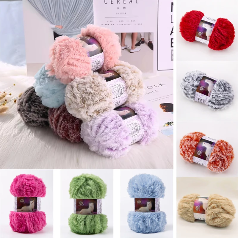 50g/roll Soft Fluffy Faux Fur Yarn Imitation Mink Wool Thread Thick ...